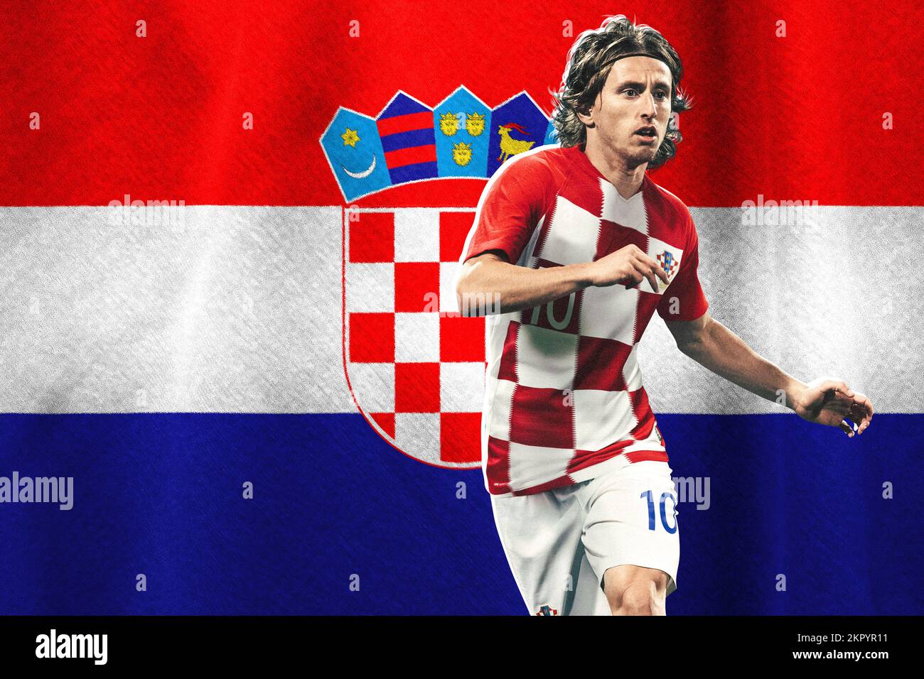 Luka Modrić and Croatian flag Stock Photo - Alamy