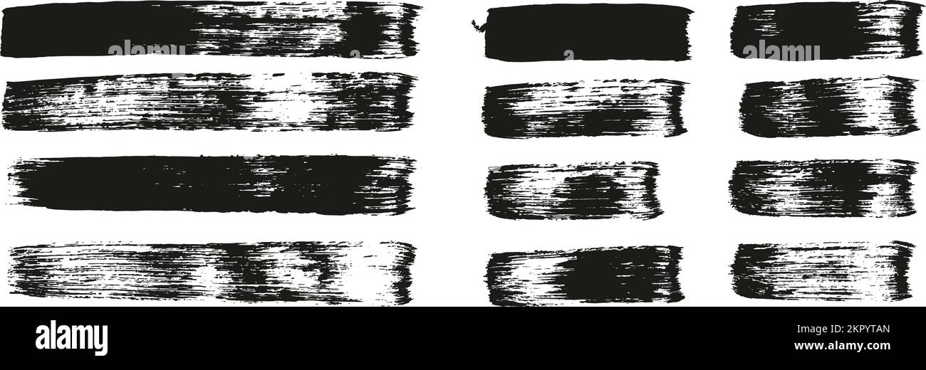 Flat Paint Brush Thick Straight Lines Mix High Detail Abstract Vector ...