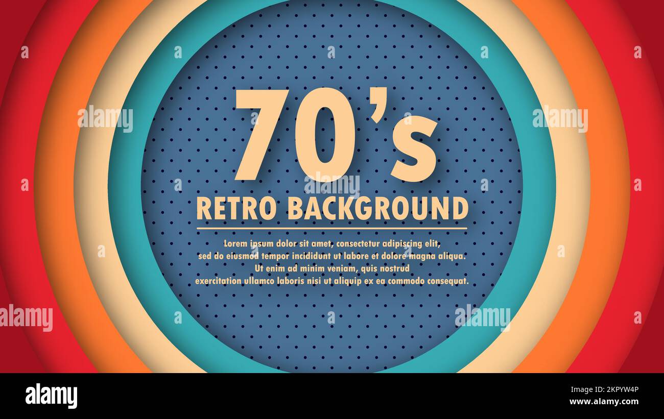 Abstract 1970's perforation background with retro colors and circles ...