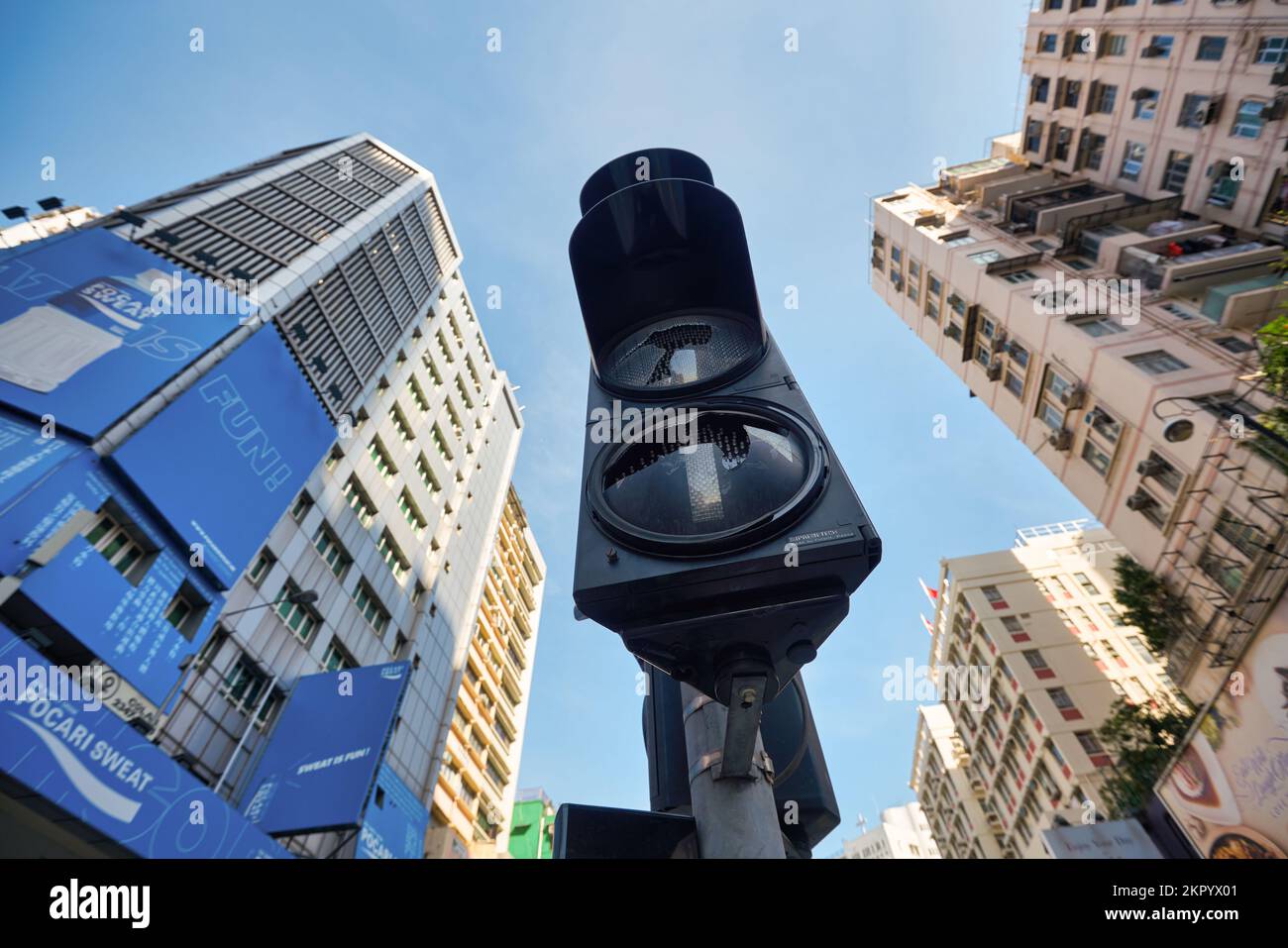 HONG KONG - CIRCA DECEMBER, 2019: view of damaged traffic lights in ... HONG KONG - CIRCA DECEMBER, 2019: view of damaged traffic lights in ...