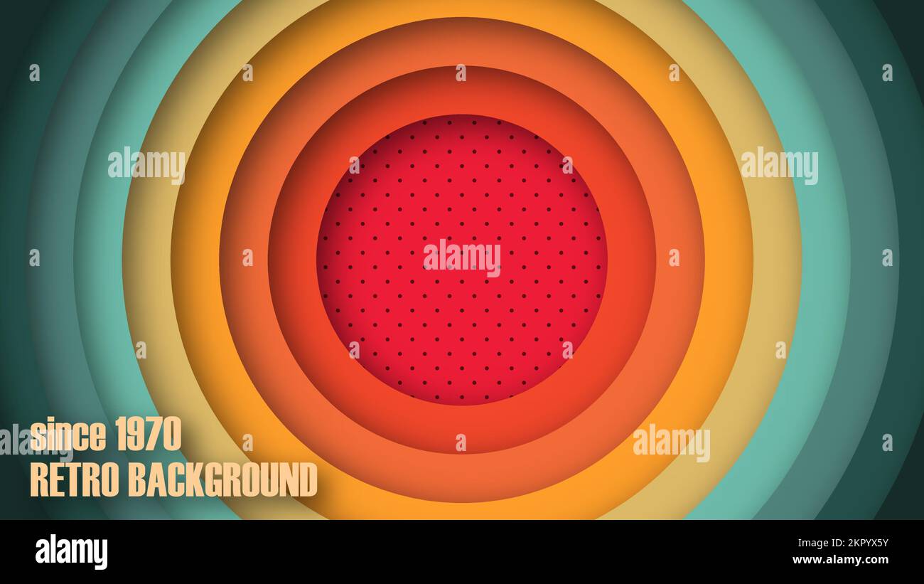 Abstract 1970's colorful perforation background with circles element ...