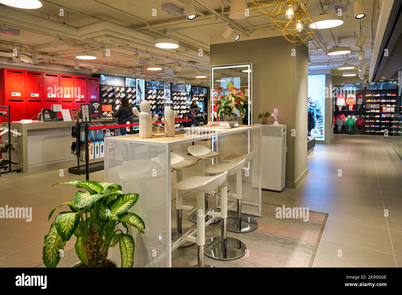 HONG KONG - CIRCA DECEMBER, 2019: interior shot of Foot Locker store in ...