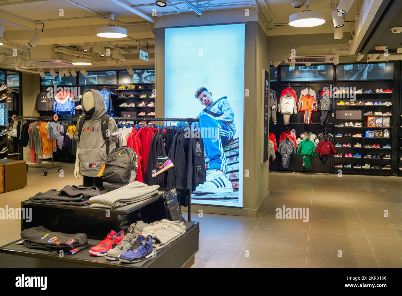HONG KONG - CIRCA DECEMBER, 2019: interior shot of Foot Locker store in ...