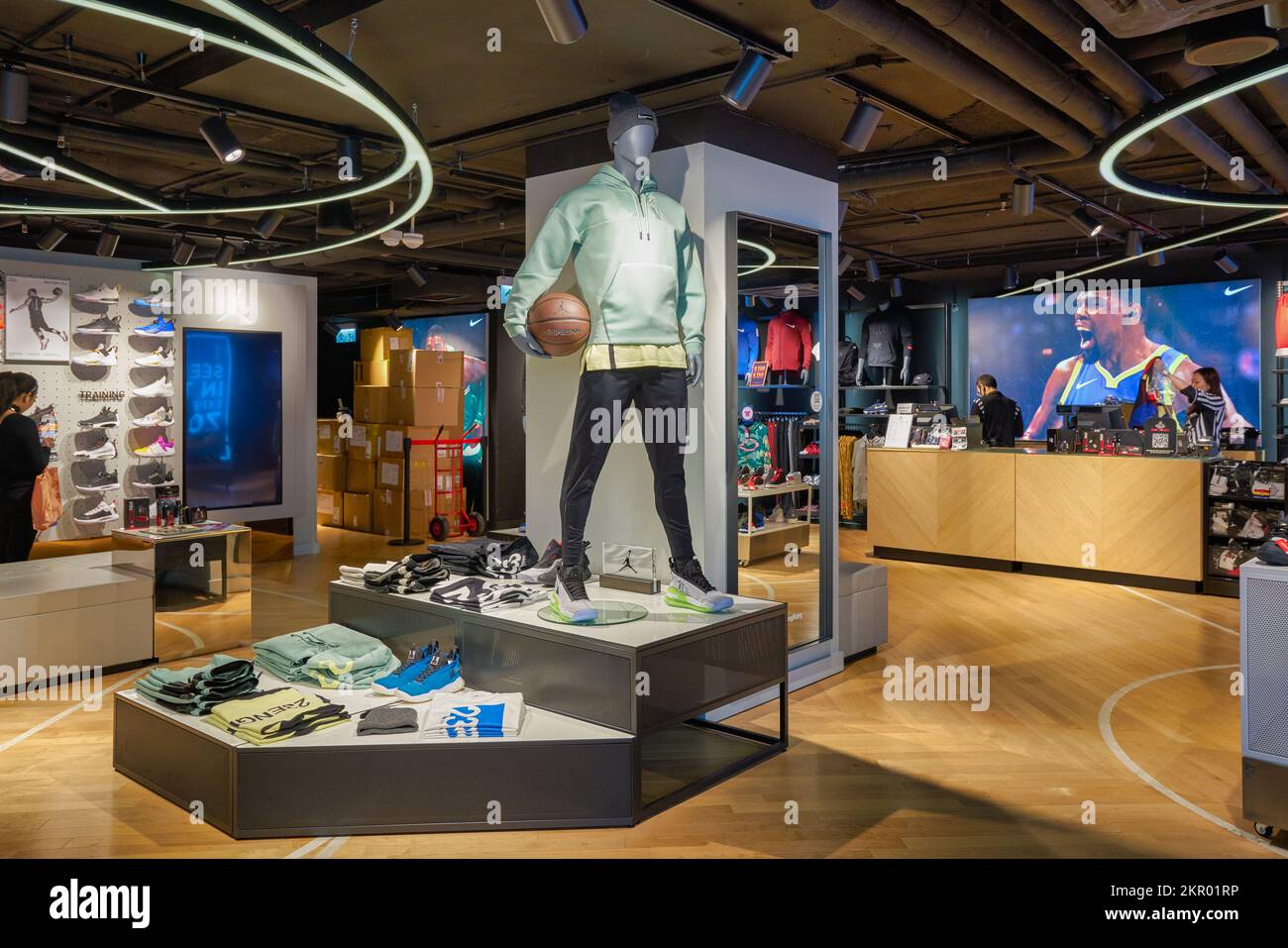 HONG KONG - CIRCA DECEMBER, 2019: interior shot of Foot Locker store in ...