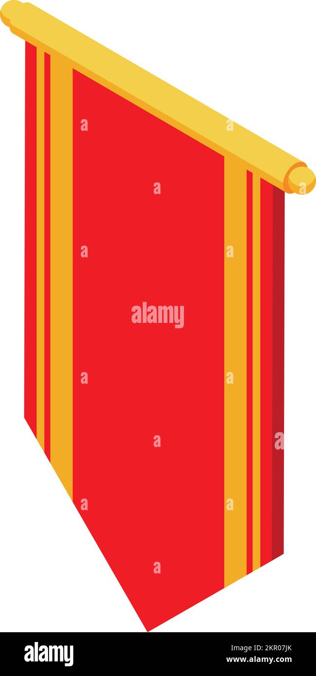 Red gold roll icon isometric vector. Chinese scroll. Paper board Stock ...