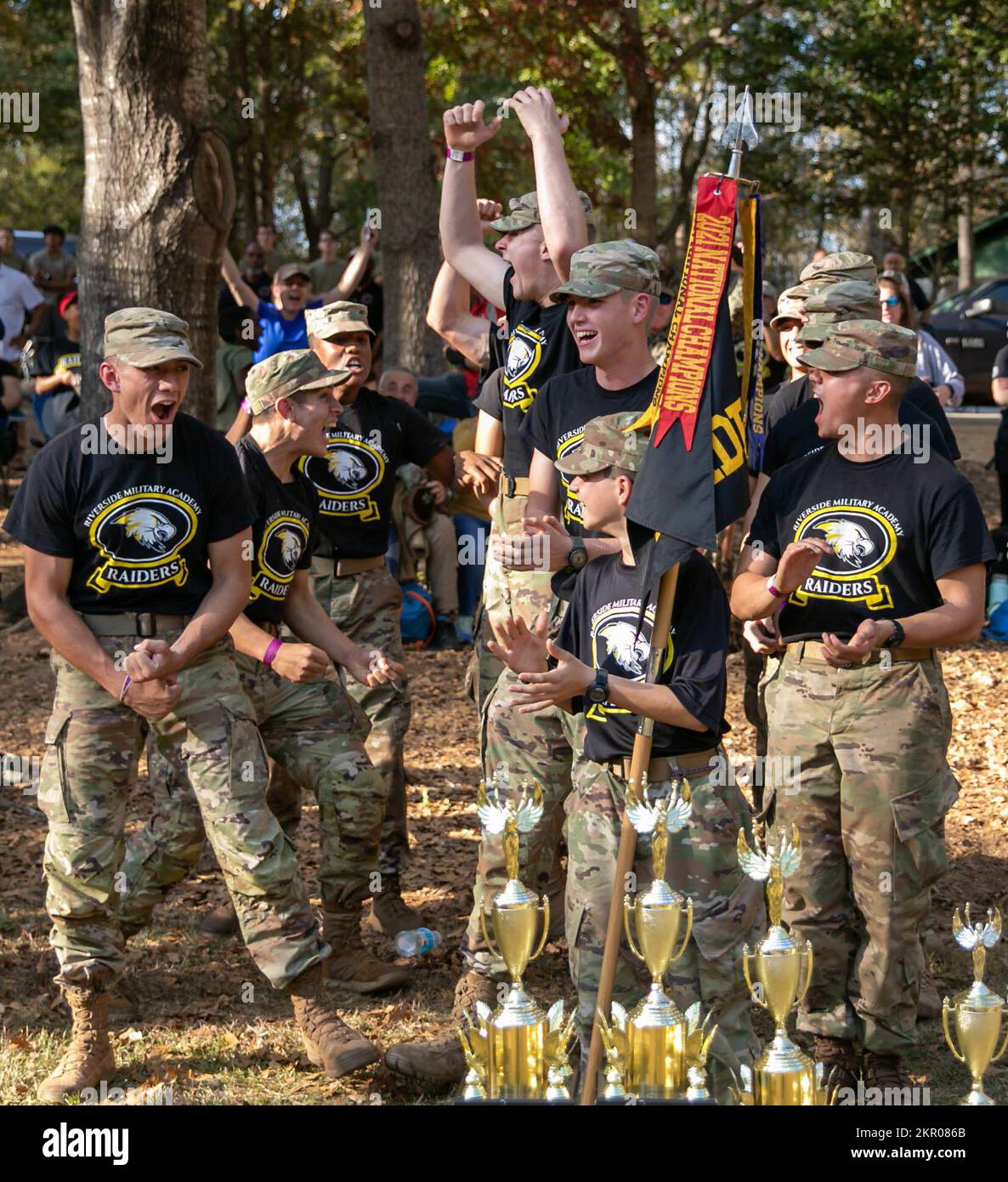 The Army JROTC Raider Team from Riverside Military Academy reacts to ...