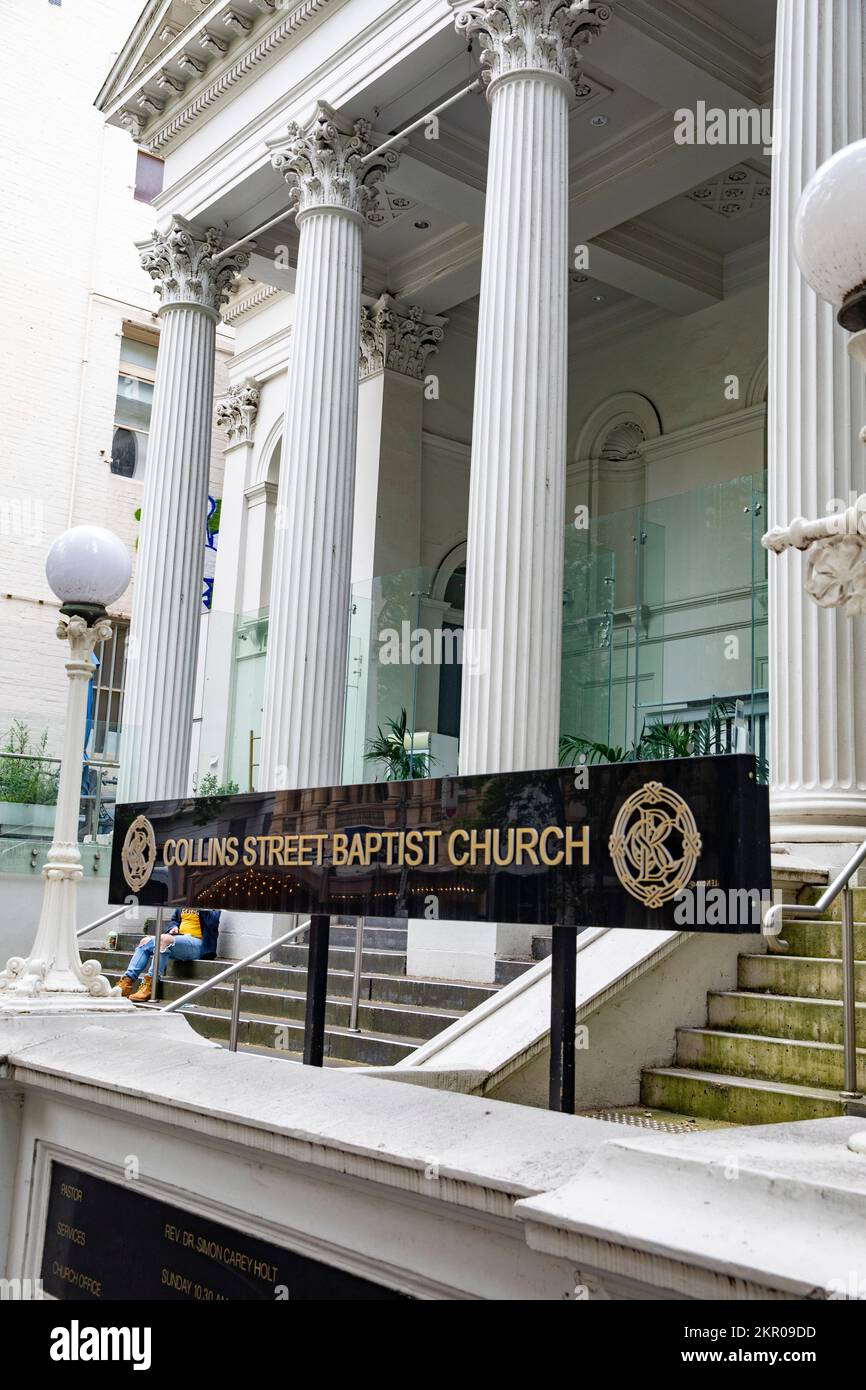 Baptist Church in Collins street exterior view,Melbourne City centre ...