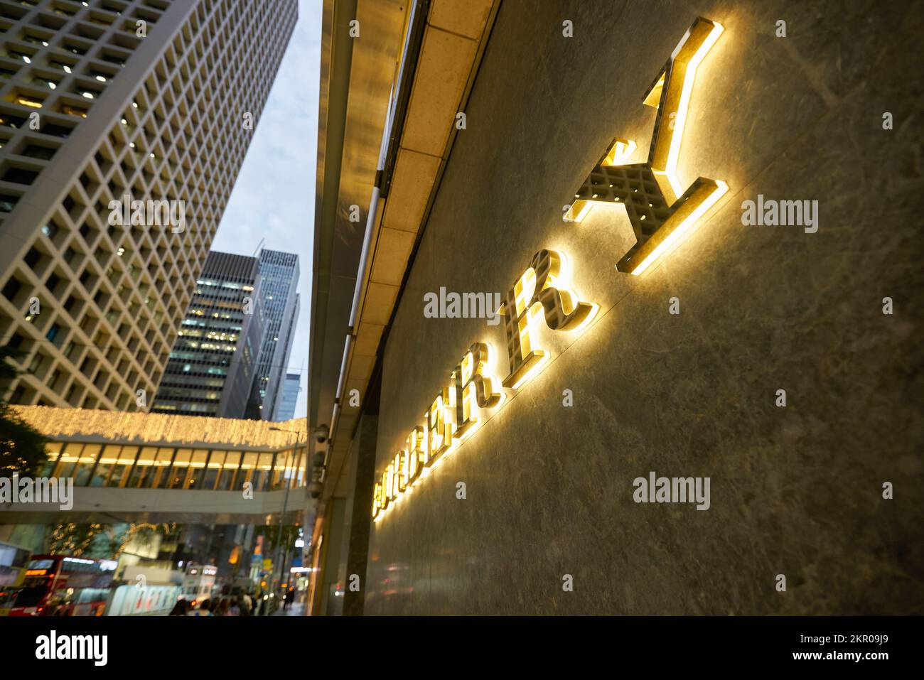HONG KONG - CIRCA DECEMBER, 2019: close up shot of Burberry sign as ...