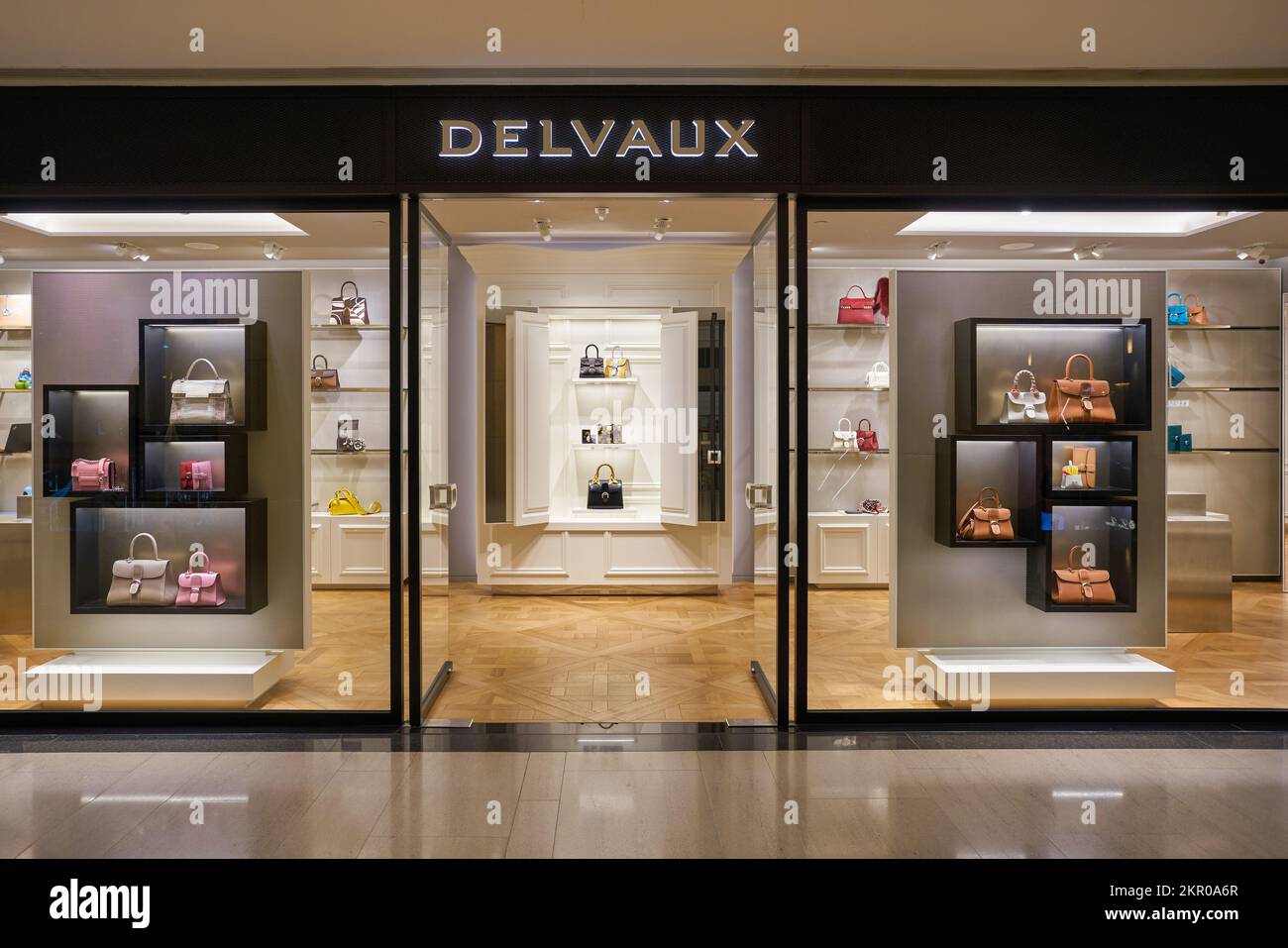 HONG KONG - CIRCA DECEMBER, 2019: entrance to Delvaux store in Landmark ...