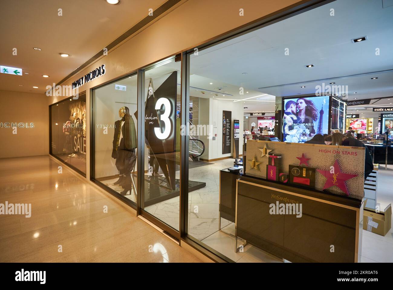 HONG KONG - CIRCA DECEMBER, 2019: entrance to Harvey Nichols at ...