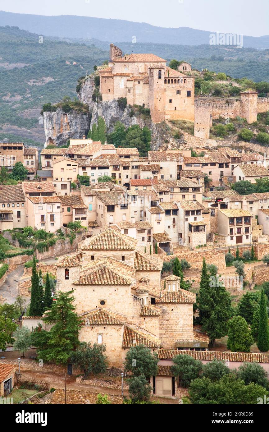 Alquezar historic village in Huesca, Aragon, Spain. Once a Moorish hill ...