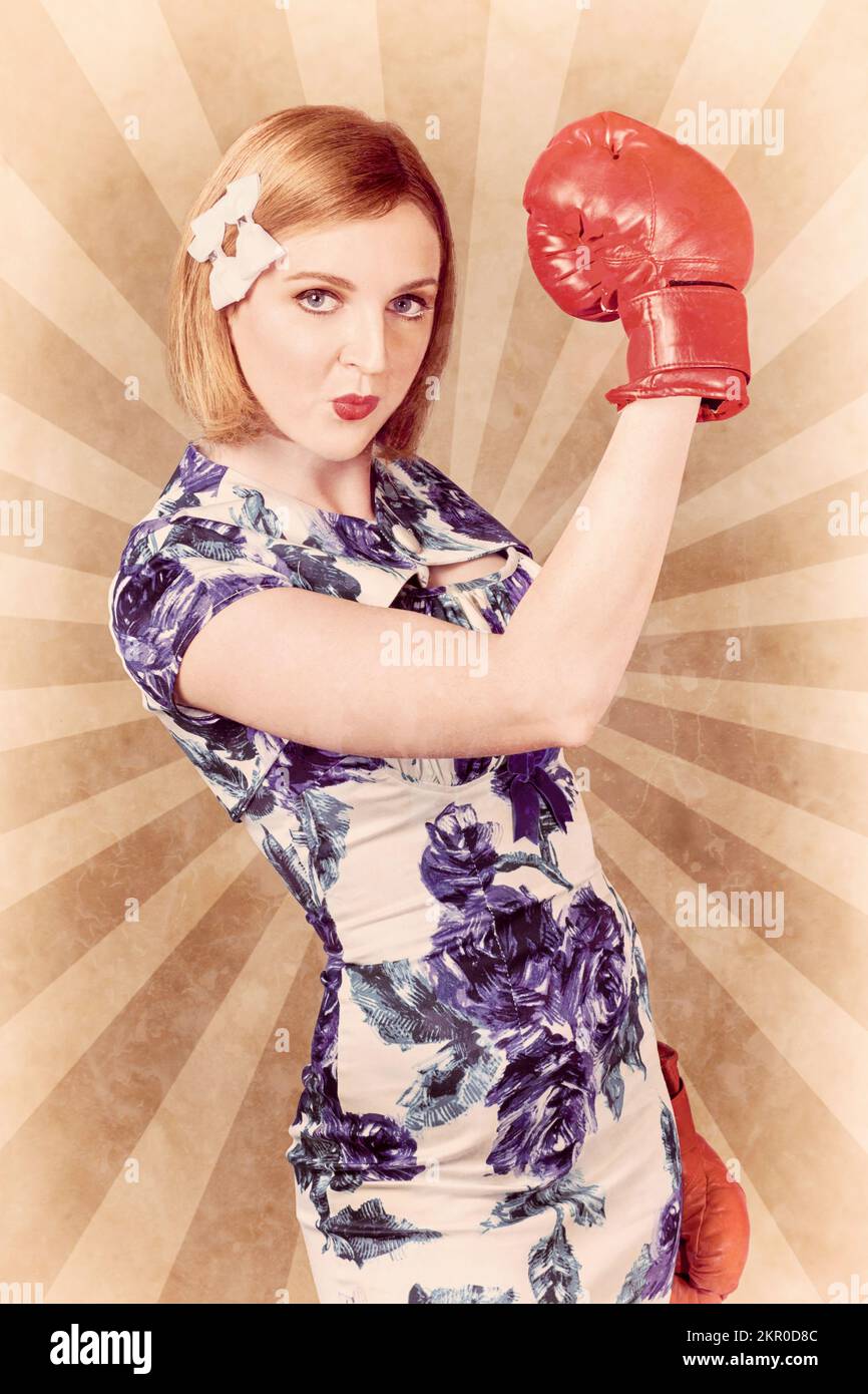 Vintage Female Boxing Right Cross