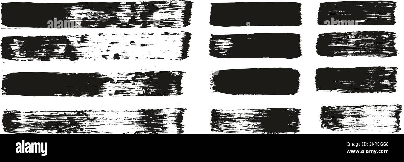 Flat Paint Brush Thick Straight Lines Mix High Detail Abstract Vector ...