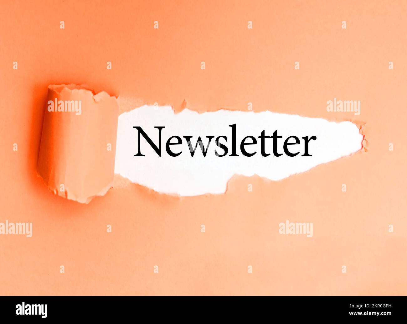 Word Newsletter on a white background of torn colored paper Stock Photo ...
