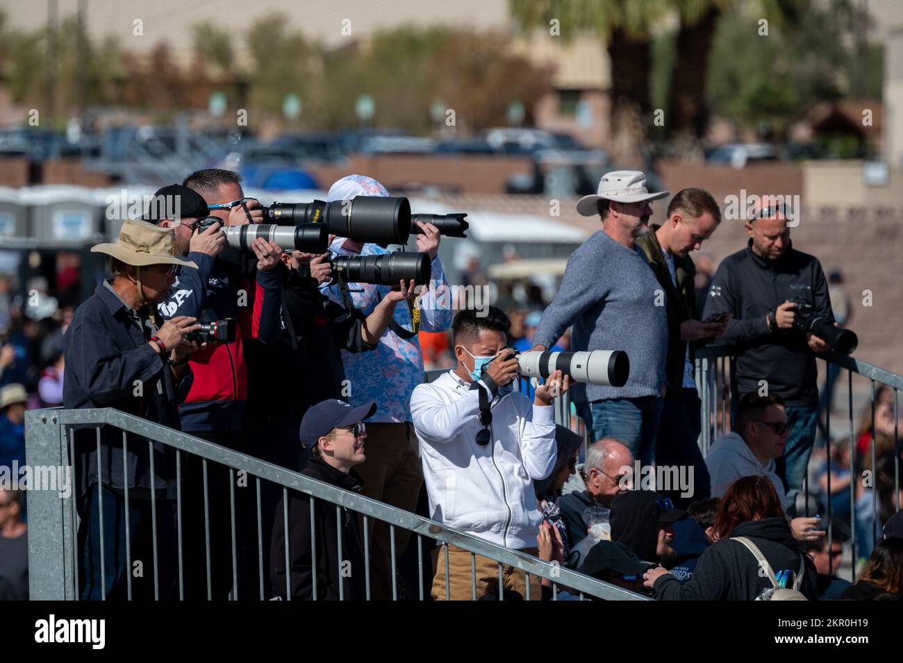 Spectators watch the Aviation Nation 2022 airshow at Nellis Air Force ...
