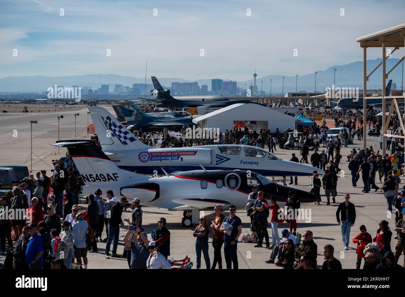 Spectators watch the Aviation Nation 2022 airshow at Nellis Air Force ...