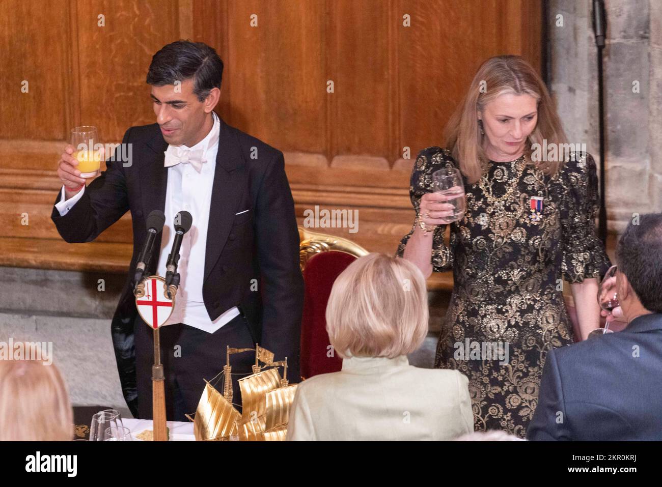 Prime Minister Rishi Sunak doing a toast during the annual Lord Mayor's ...