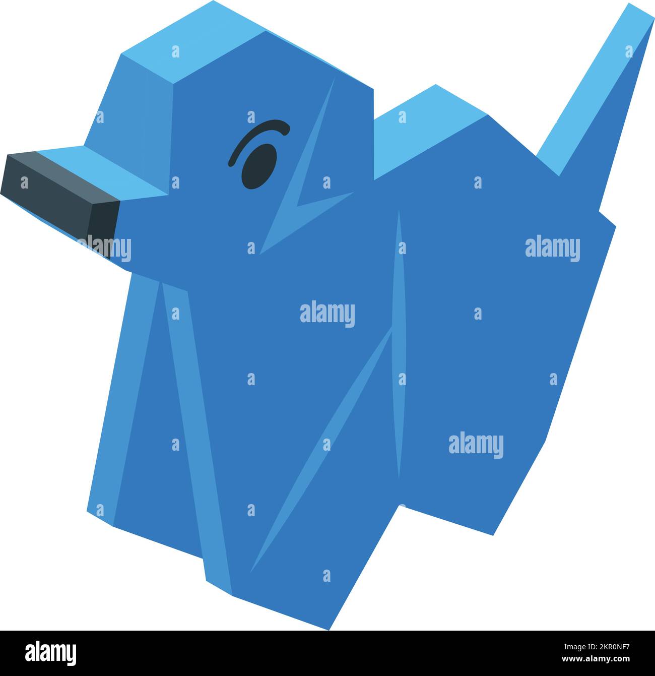 Origami blue dog icon isometric vector. Paper animal. Cute folded Stock ...