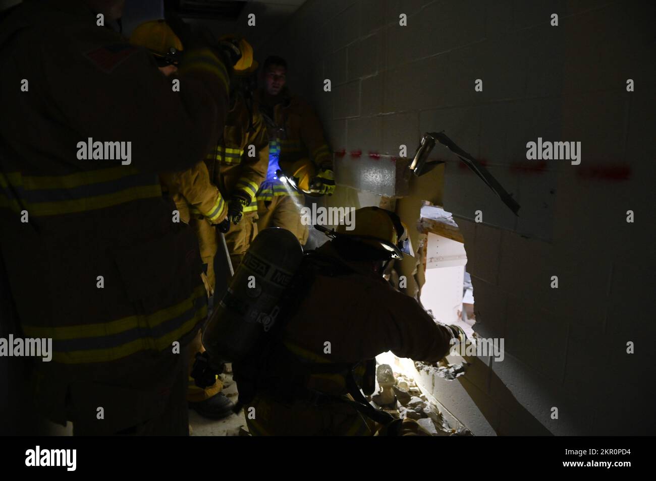 U.S. Air Force fire protection specialists with the 115th Civil ...