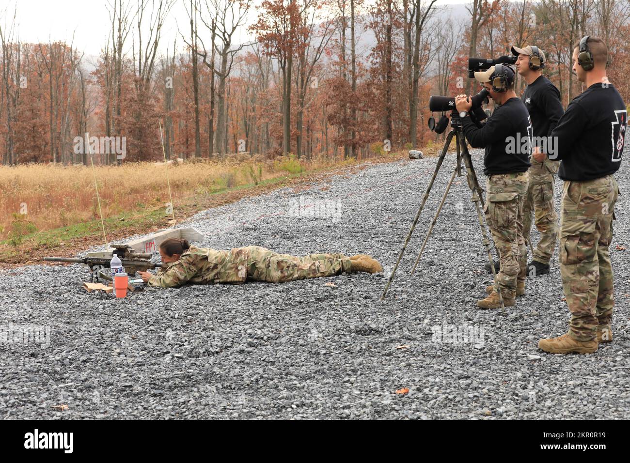 A U.S. Army sniper team competes in the Pennsylvania State Sniper Match ...