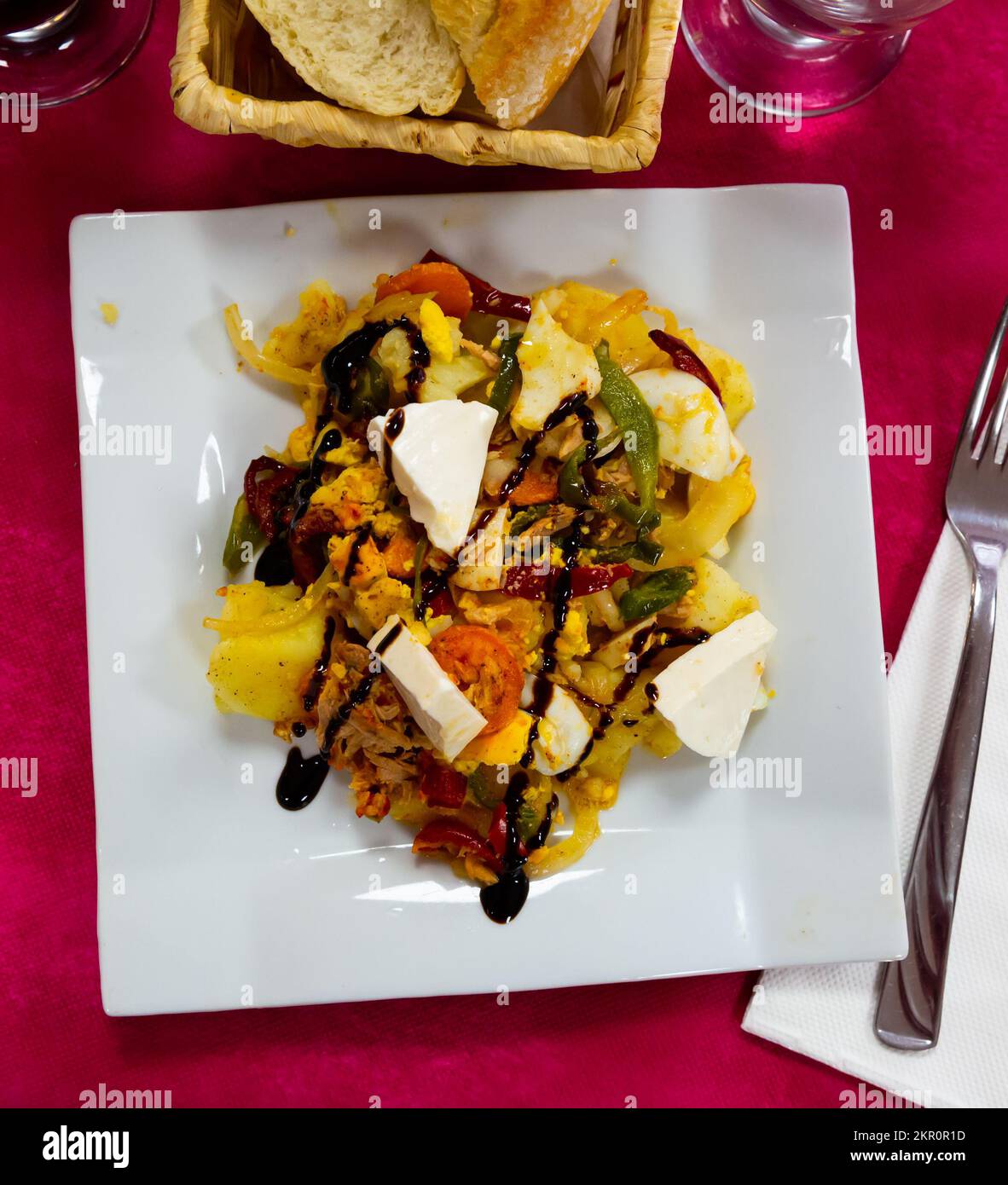 Autumn salad with potatoes and fresh soft cheese Stock Photo - Alamy