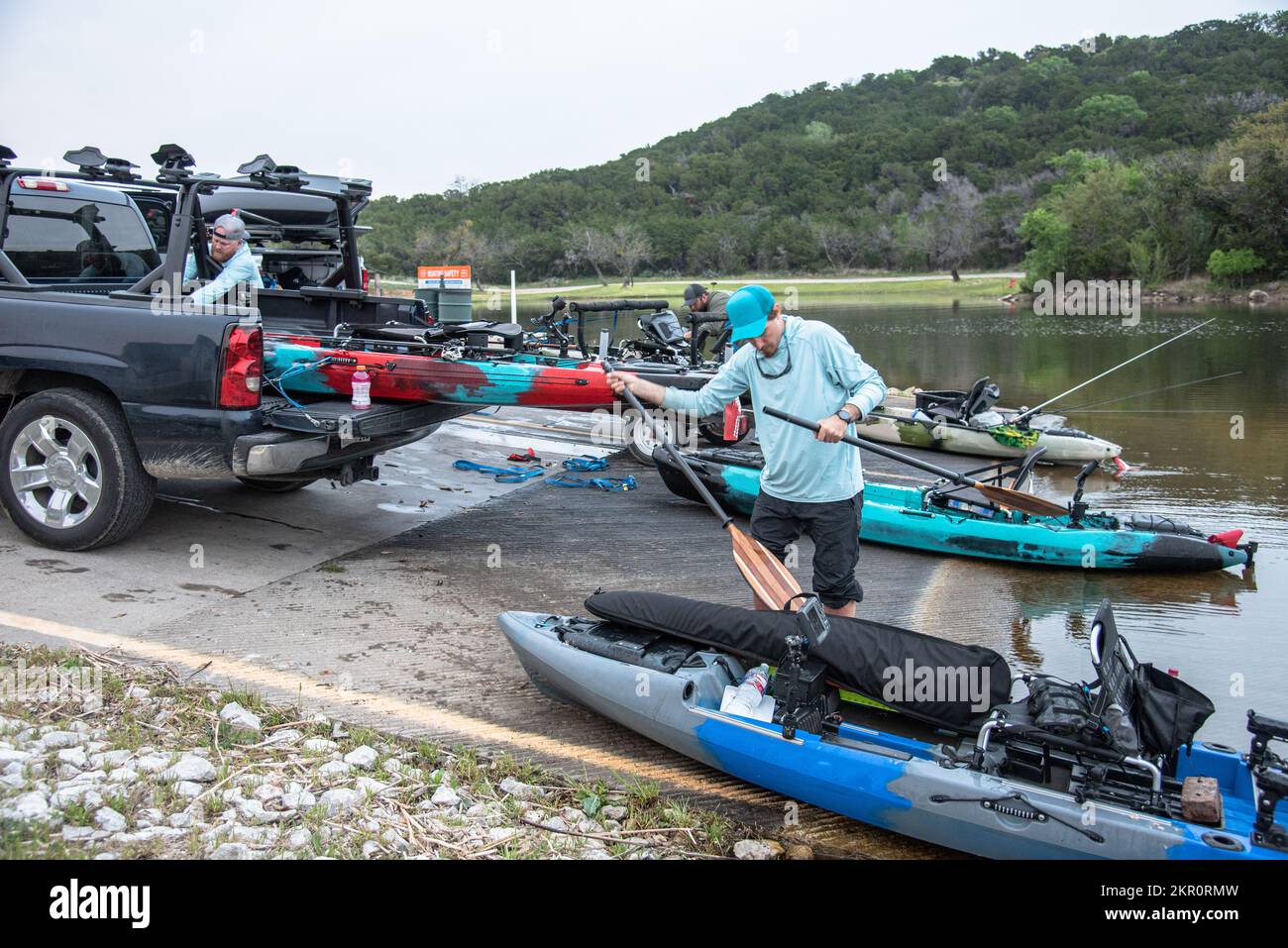 Loading up the boats at the boat ramp Stock Photo - Alamy
