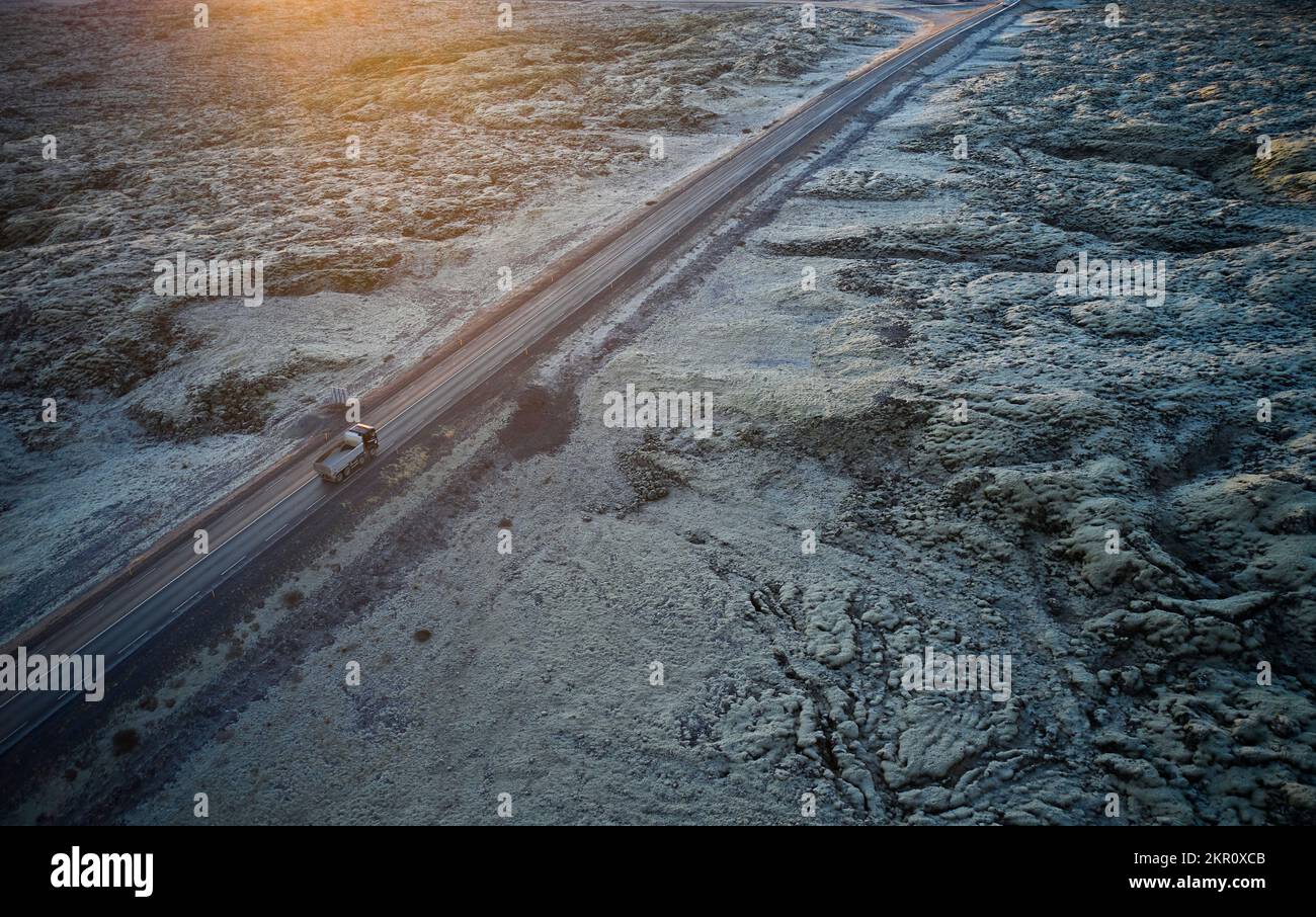 Truck driving on remote highway hi-res stock photography and images - Alamy