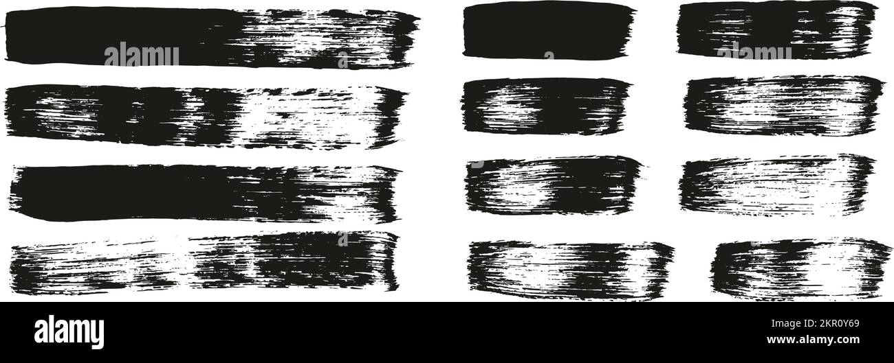 Flat Paint Brush Thick Straight Lines Mix High Detail Abstract Vector ...