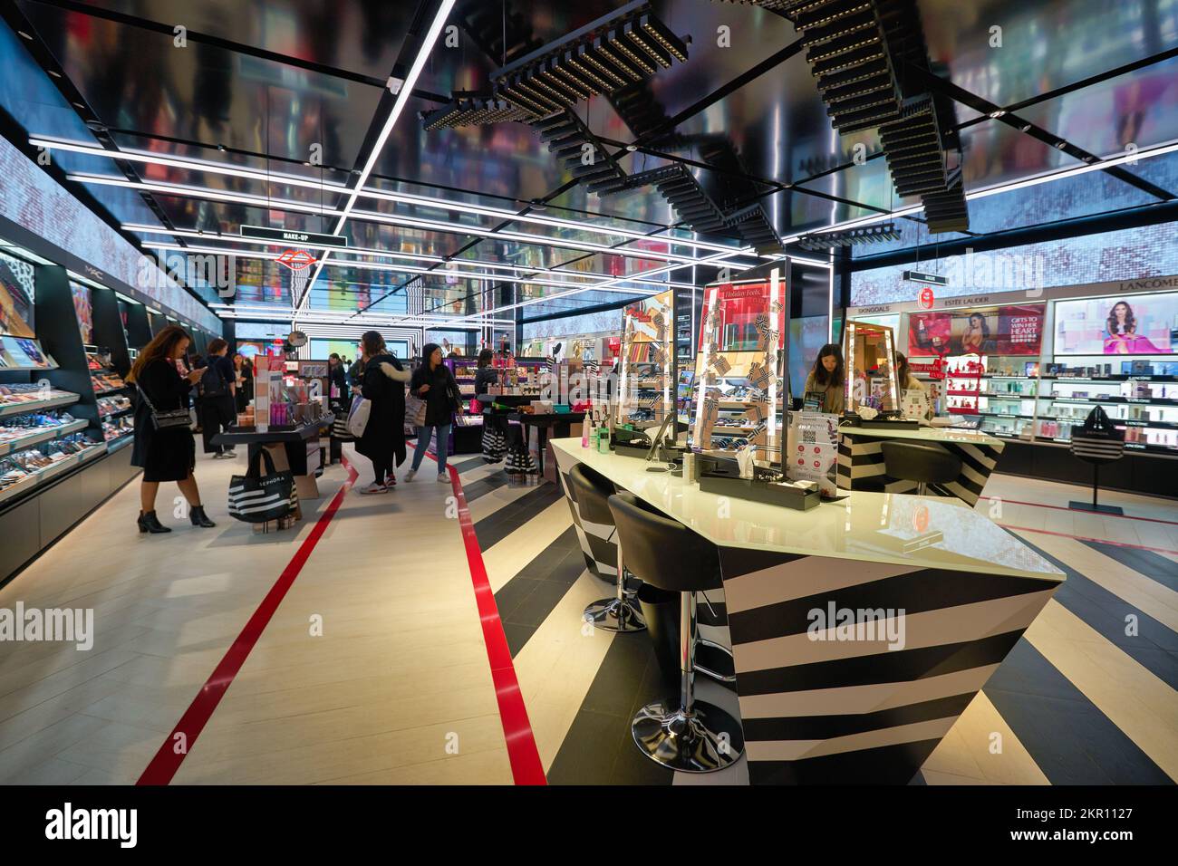 HONG KONG - CIRCA DECEMBER, 2019: interior shot of Sephora Hong Kong's ...