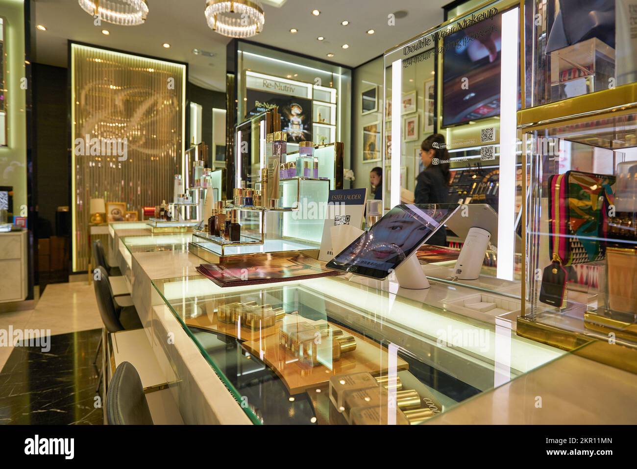 HONG KONG - CIRCA DECEMBER, 2019: interior shot of Estee Lauder store ...