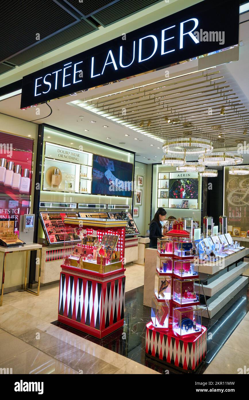HONG KONG - CIRCA DECEMBER, 2019: products on display in Estee Lauder ...