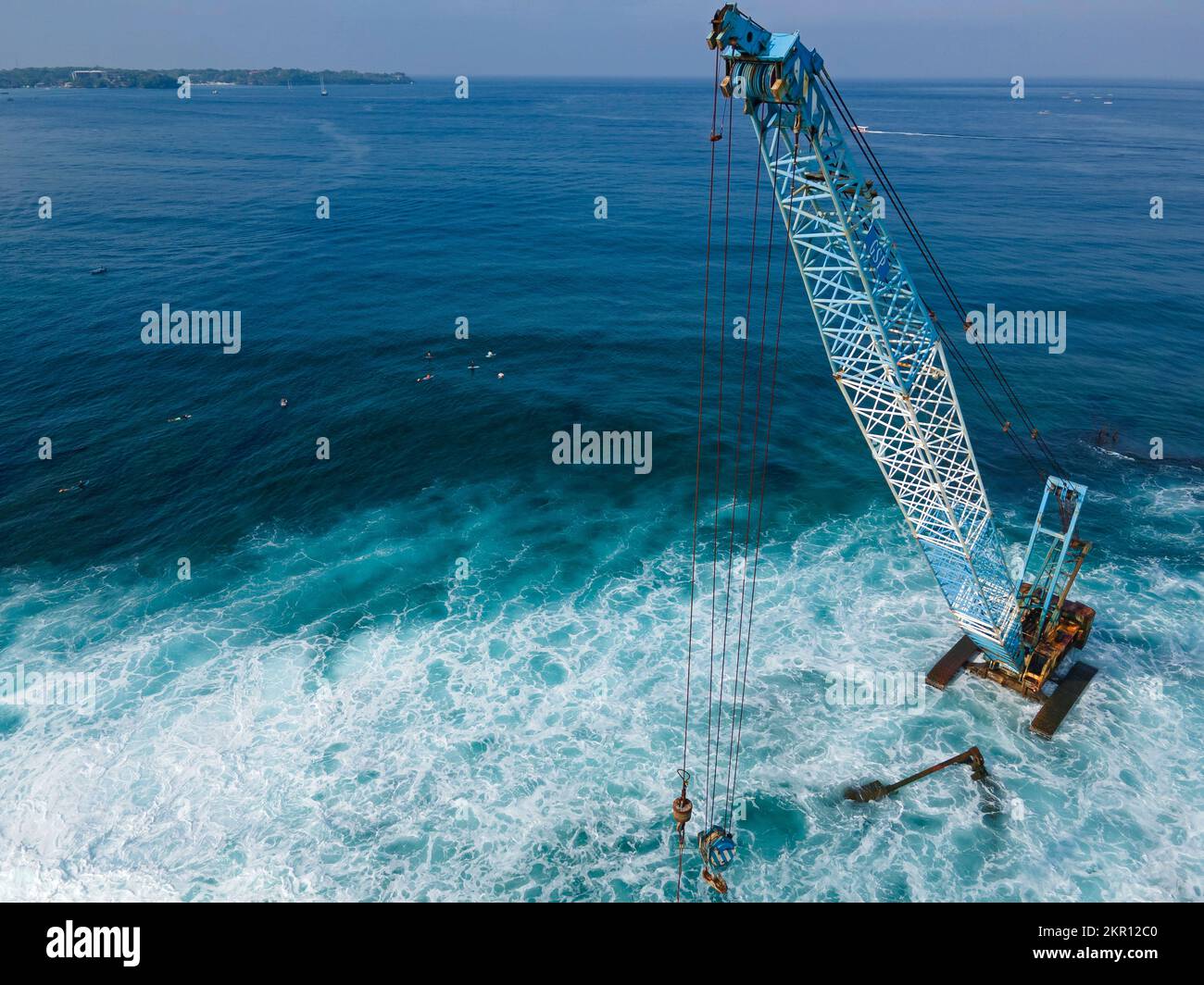 Aerial view of construction crane in ocean Stock Photo - Alamy