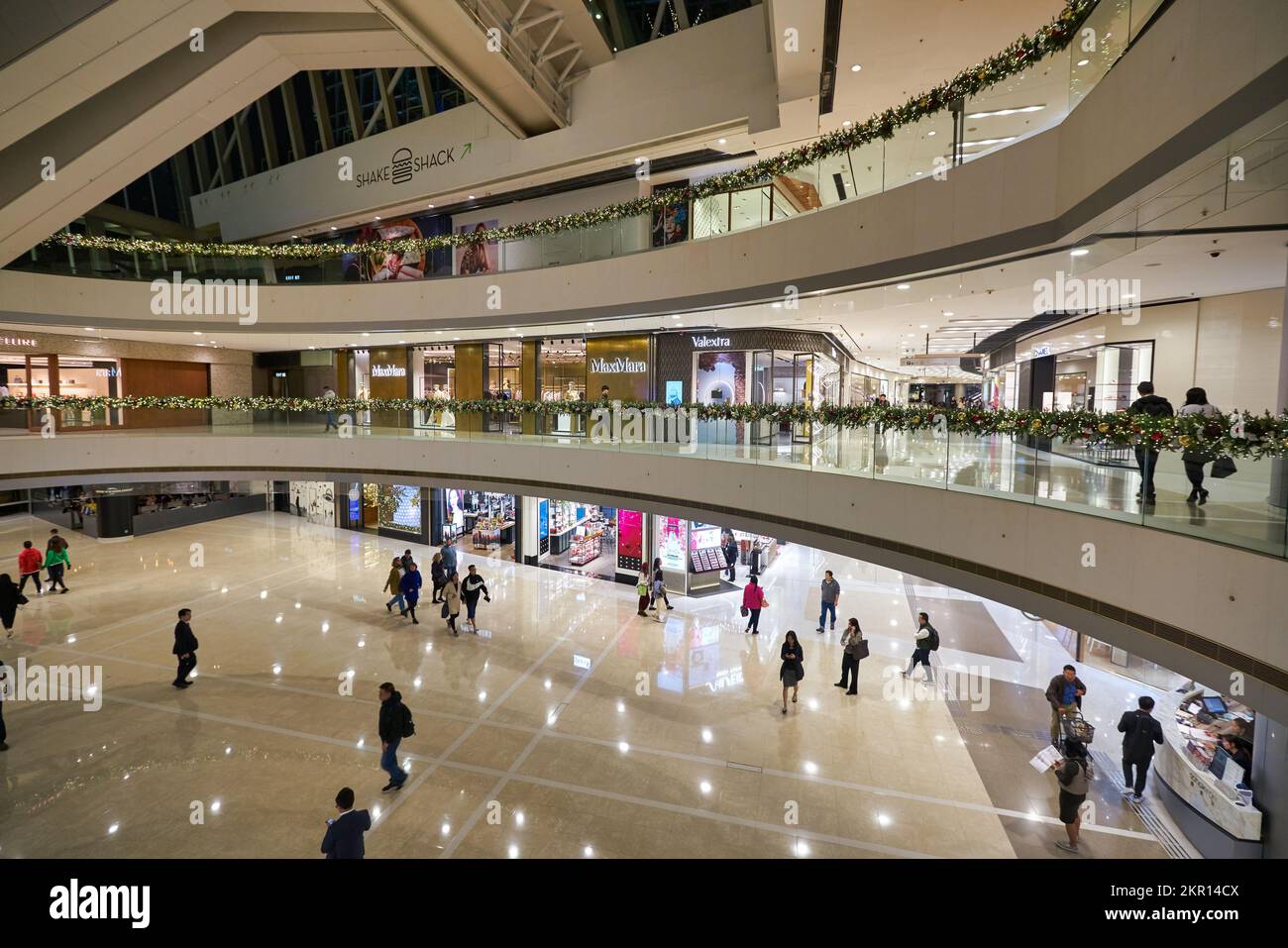 HONG KONG - CIRCA DECEMBER, 2019: interior shot of IFC Mall, an 4 ...