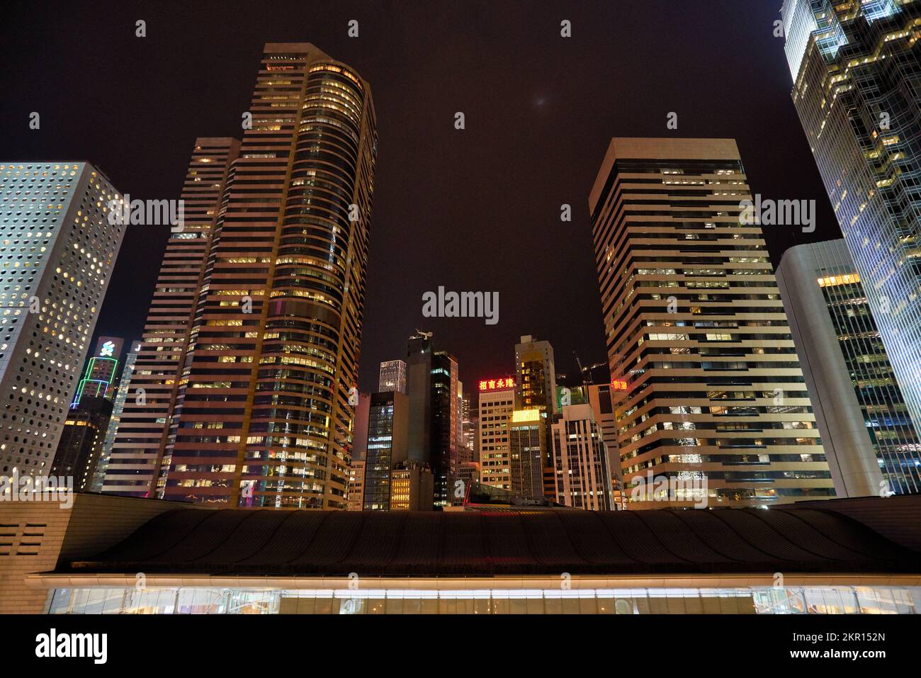 HONG KONG - CIRCA DECEMBER, 2019: view from IFC rooftop at night Stock ...
