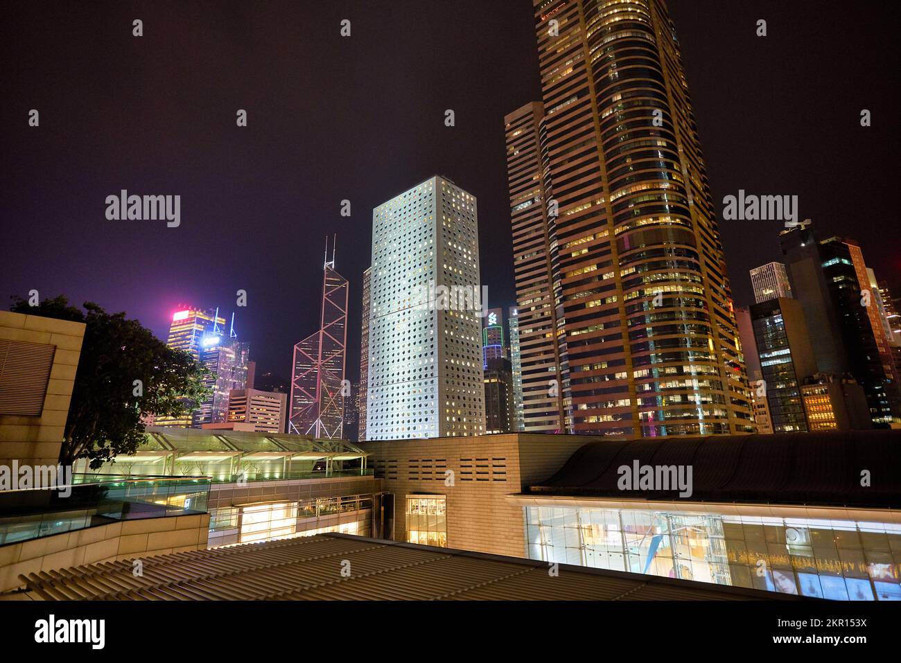 HONG KONG - CIRCA DECEMBER, 2019: view from IFC rooftop at night Stock ...