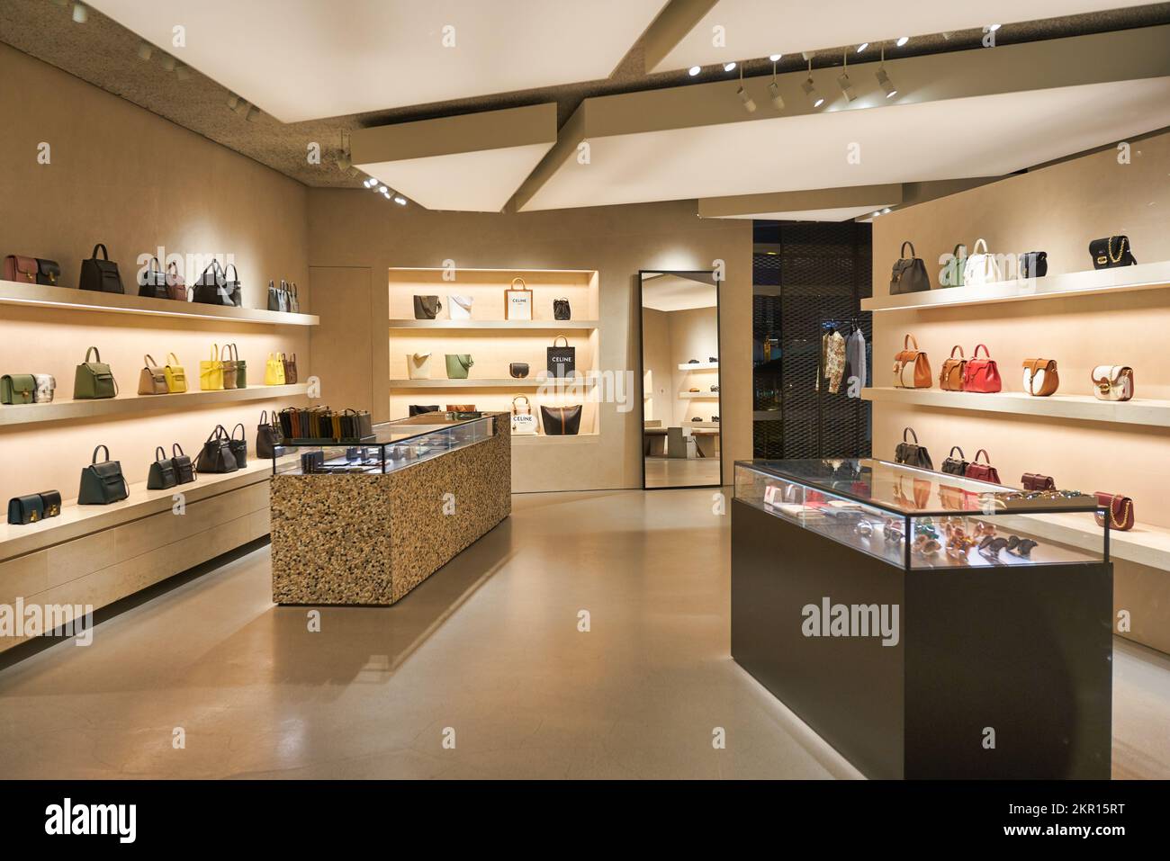 HONG KONG - CIRCA DECEMBER, 2019: interior shot of Celine store at IFC ...