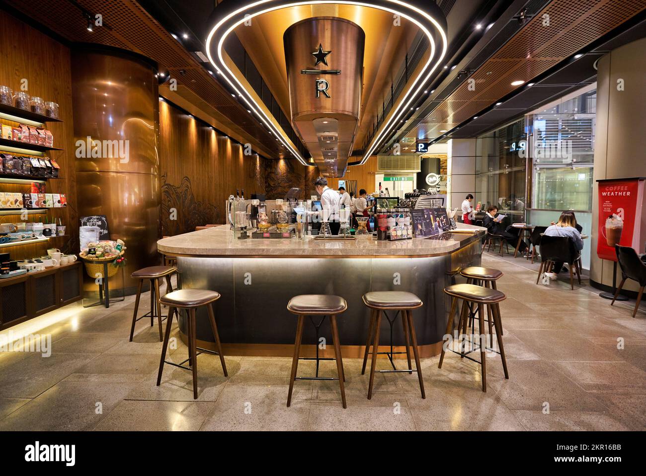 HONG KONG - CIRCA DECEMBER, 2019: interior shot of Starbucks Reserve in ...