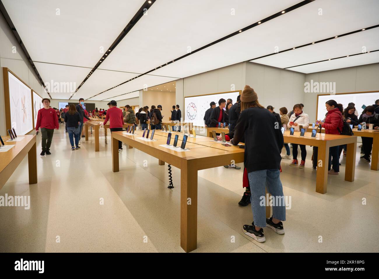 HONG KONG - CIRCA DECEMBER, 2019: interior shot of Apple store at New ...