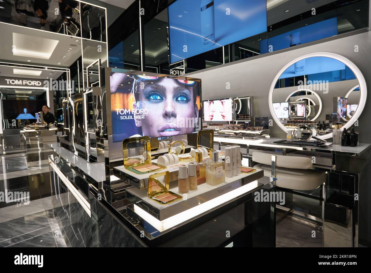 HONG KONG - CIRCA DECEMBER, 2019: interior shot of Tom Ford store in ...