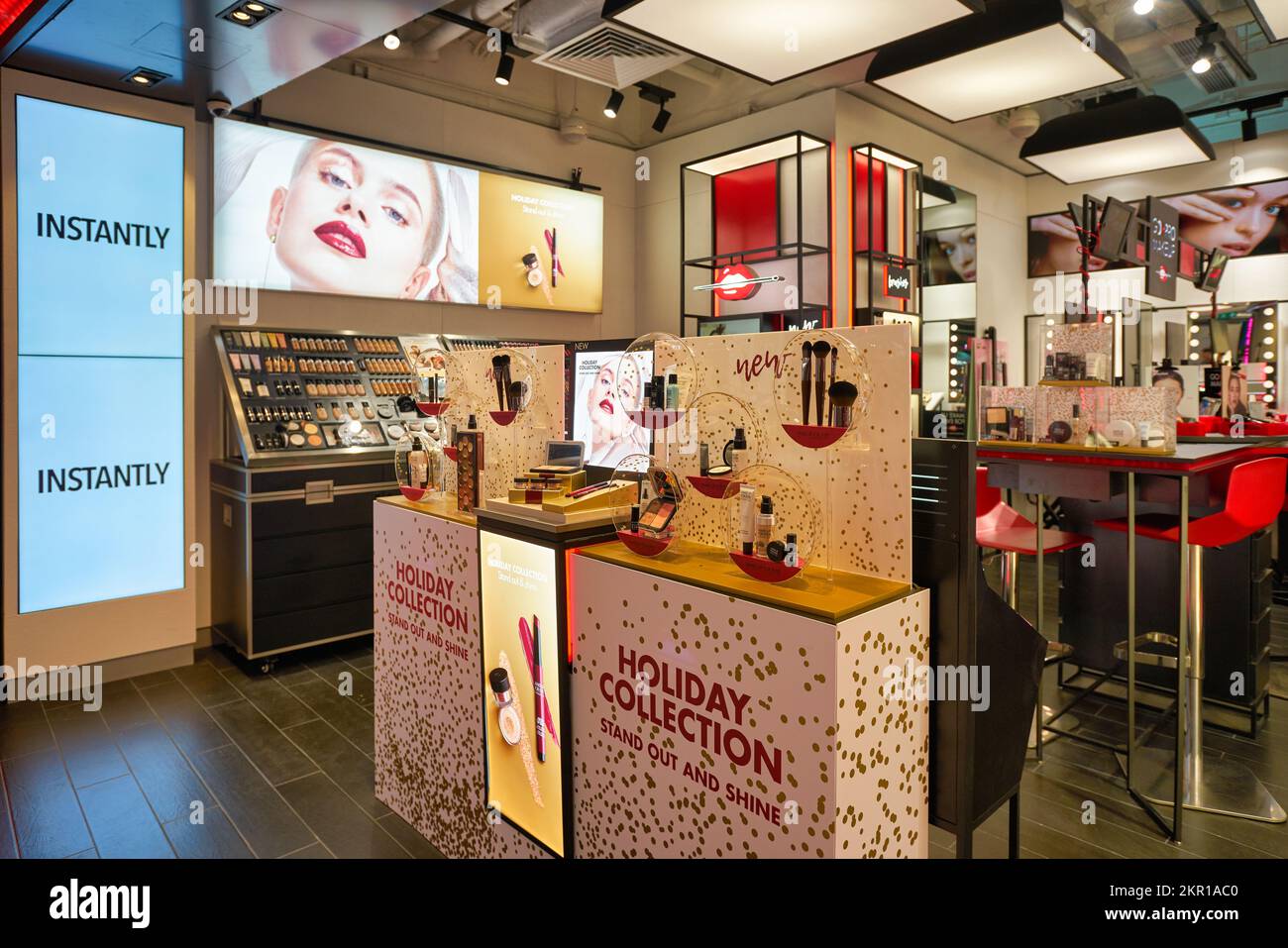 HONG KONG - CIRCA DECEMBER, 2019: makeup products on display in Make Up ...
