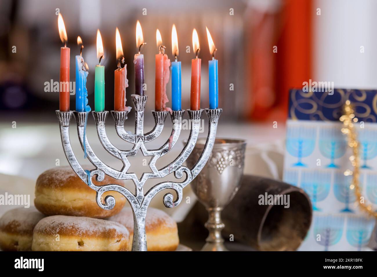 Hanukkah celebration Judaism tradition family religious holiday symbols ...