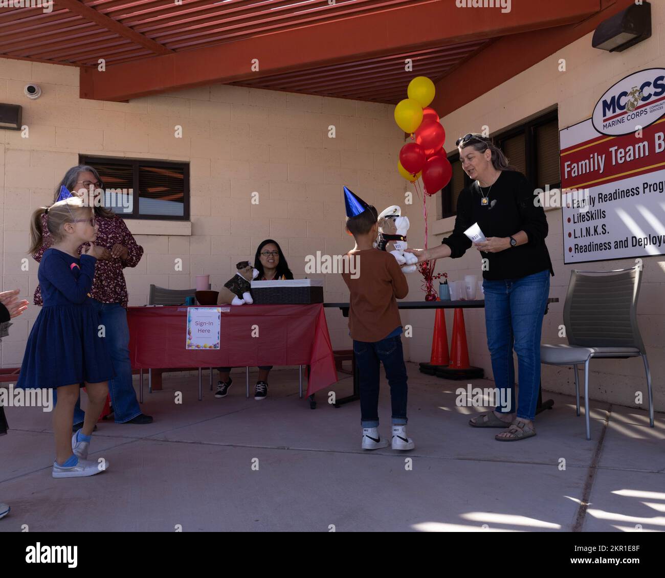 A child wins a prize during the Marine Corps Birthday Bash at Marine ...