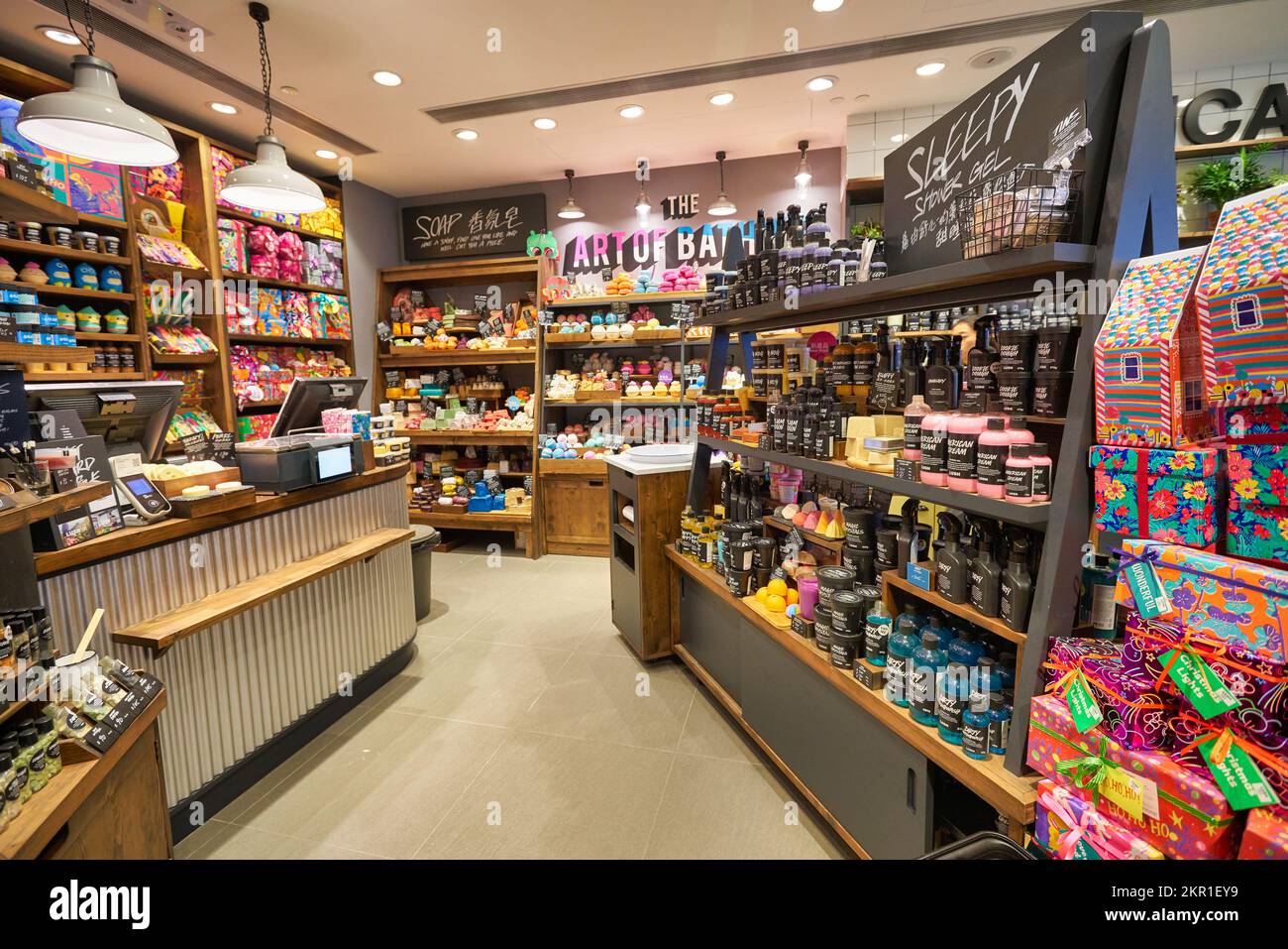 HONG KONG - CIRCA DECEMBER, 2019: interior shot of Lush store at ...