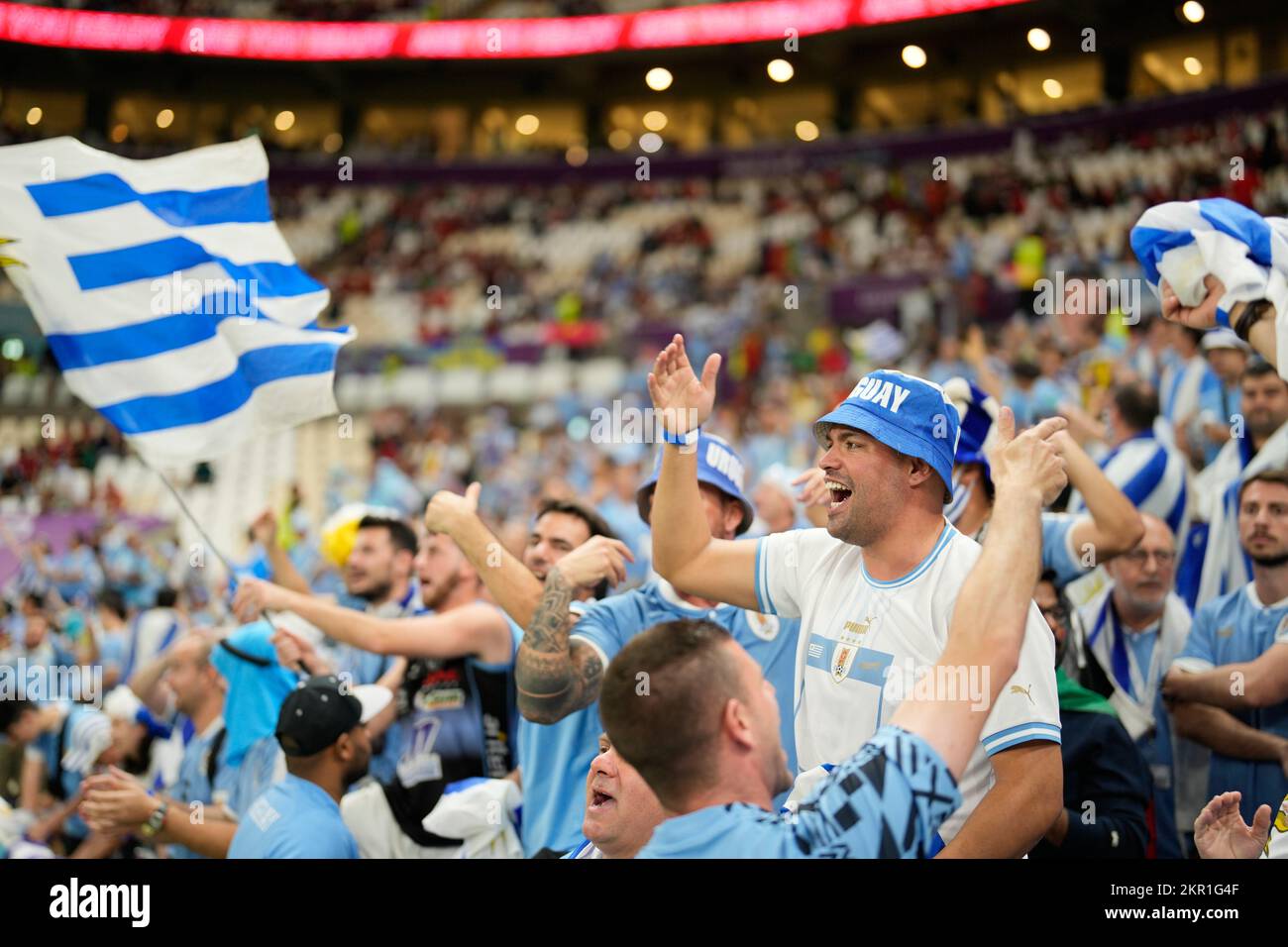 Lusail, Qatar. 28th Nov, 2022. Uruguay fans (URY) Football/Soccer ...