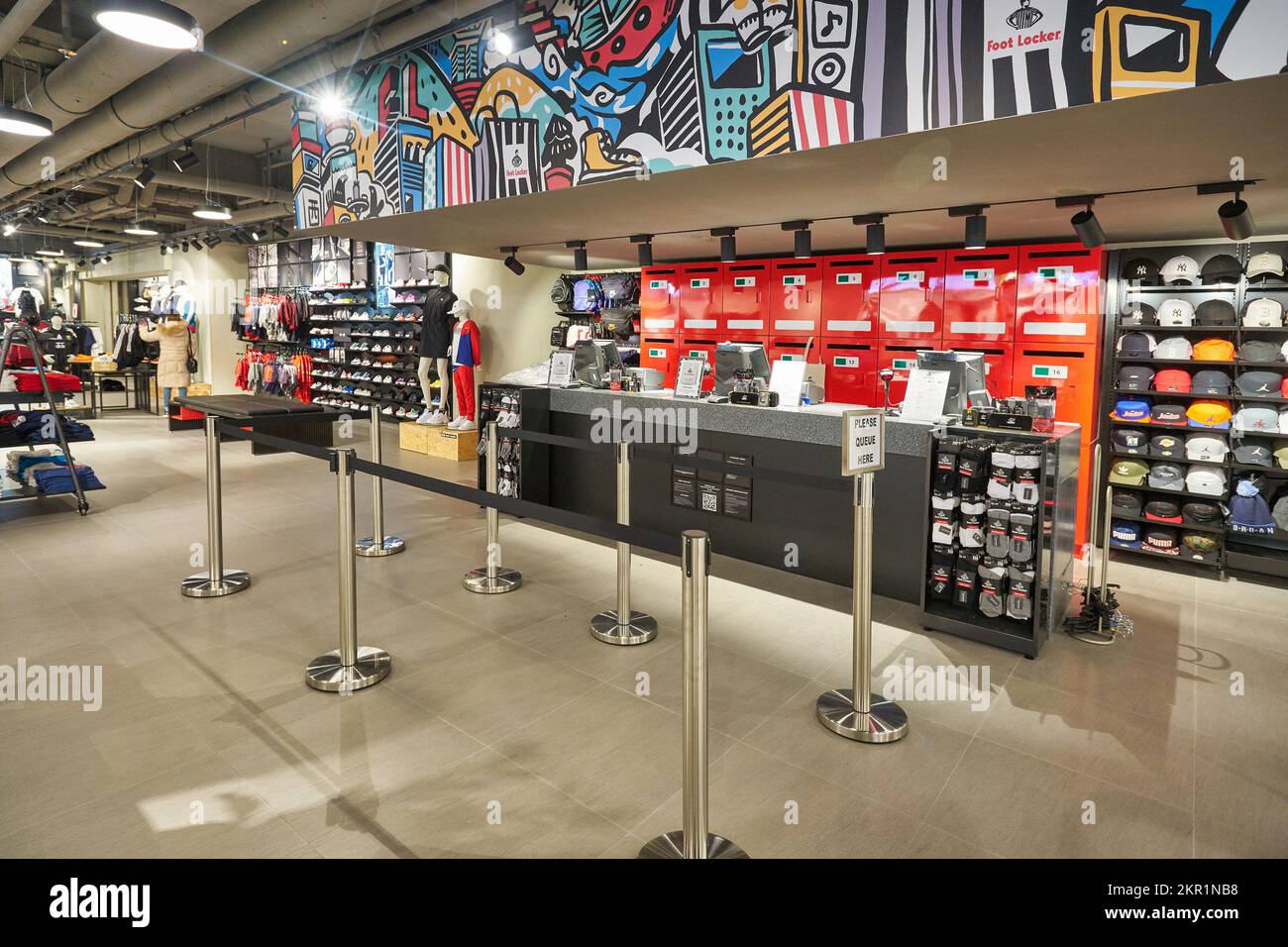 HONG KONG - CIRCA DECEMBER, 2019: interior shot of Foot Locker store in ...