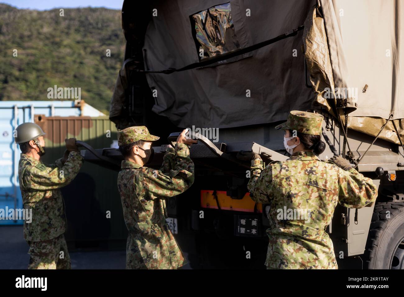 Japan Ground Self-Defense Force members with the Amami Area Security ...