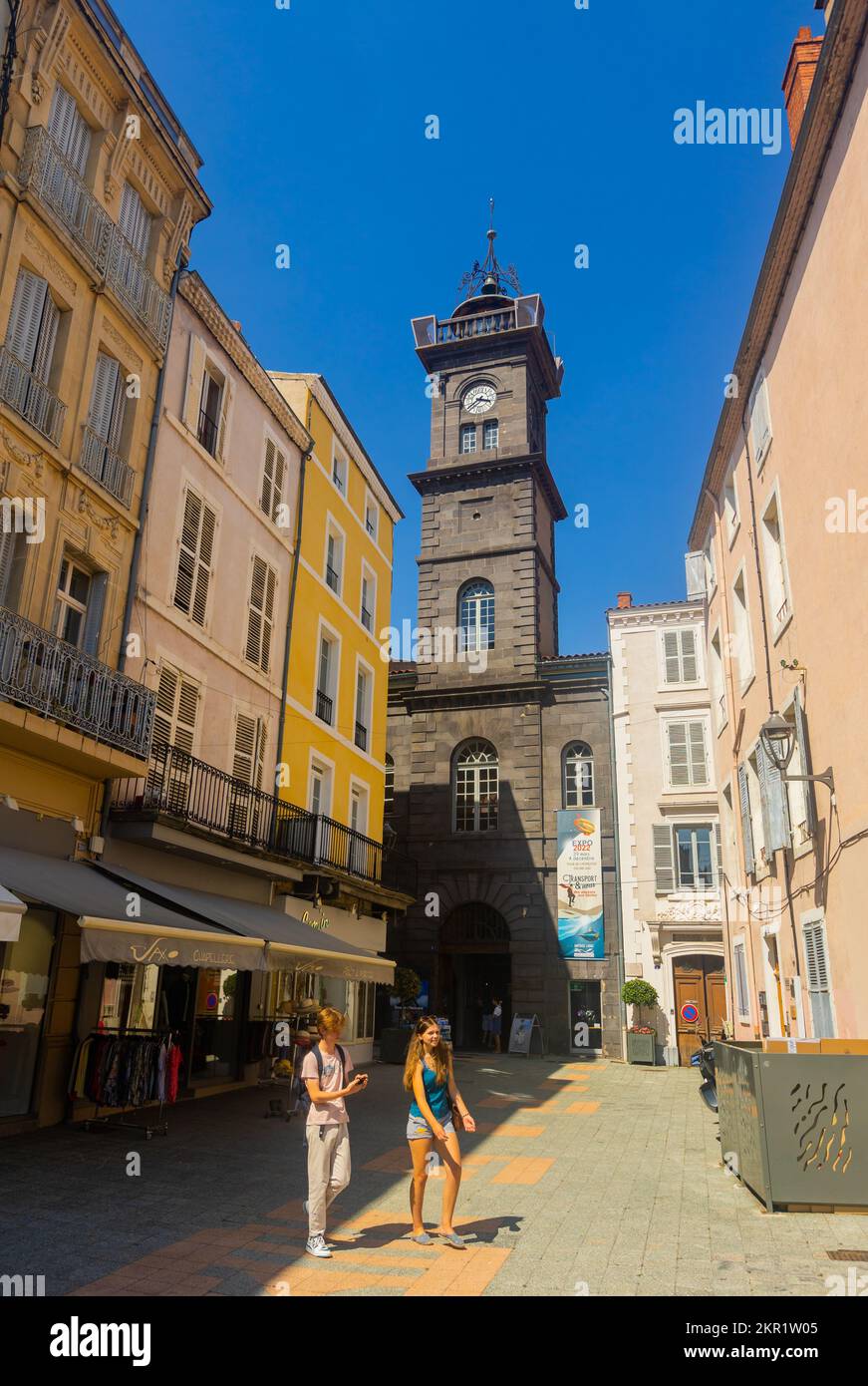 View on facades and the clock tower from the Place de la Republique in ...