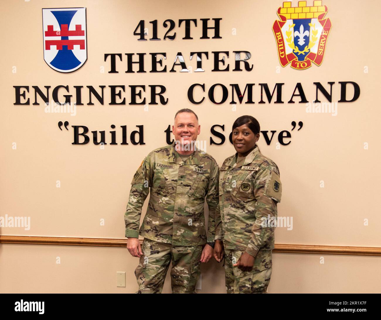 Brig. Gen. Todd Lazaroski, Commanding General of the 412th Theater Engineer Command swears in ...
