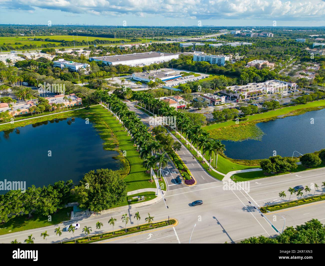 Aerial drone photo of a business park in Weston Florida USA Stock Photo ...