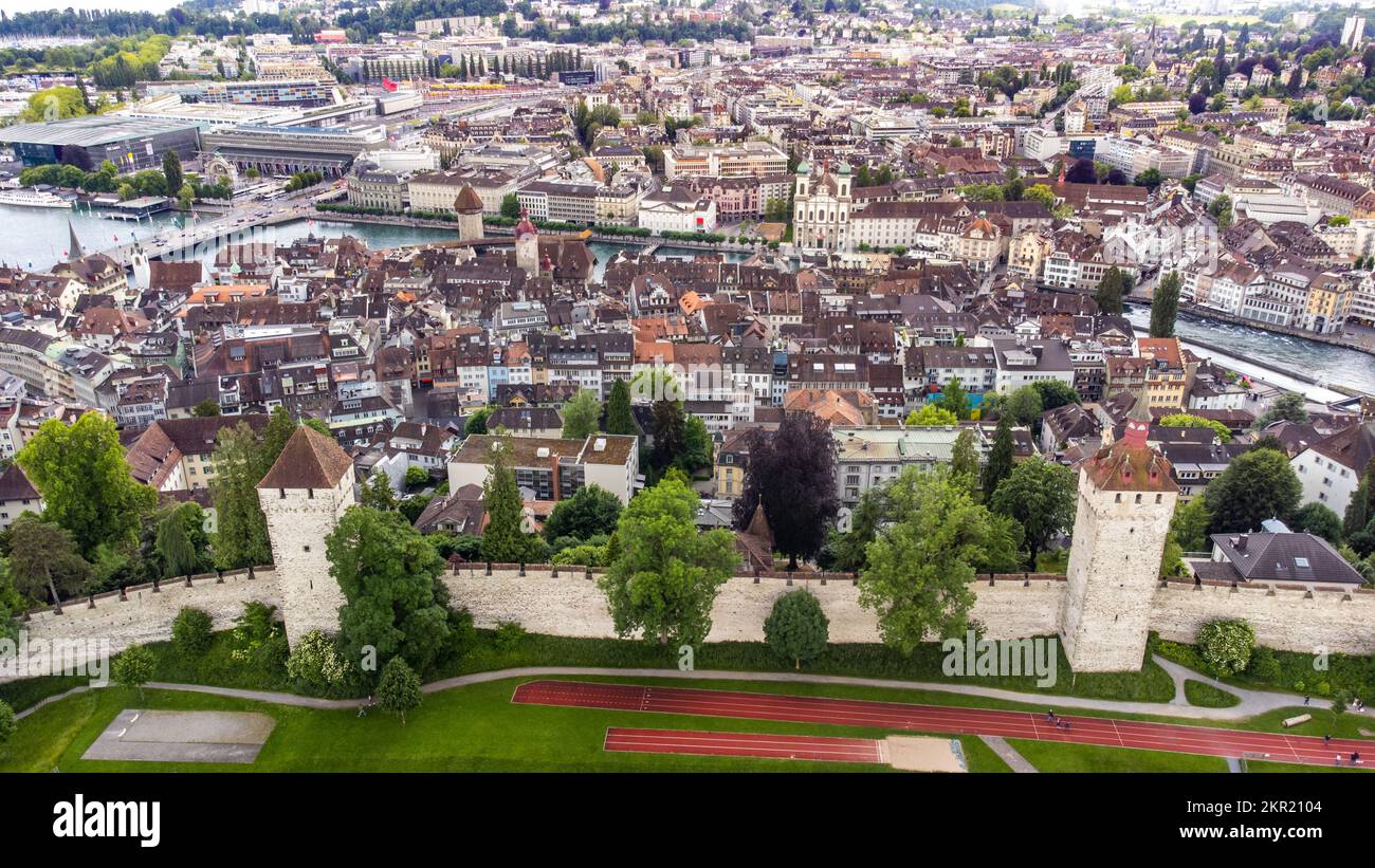 Musegg Wall Lucerne or Museggmauer, Lucerne, Switzerland Stock Photo ...